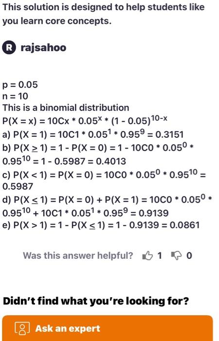 Solved for d. what is the actual value of 10C0 and 10C1?my | Chegg.com