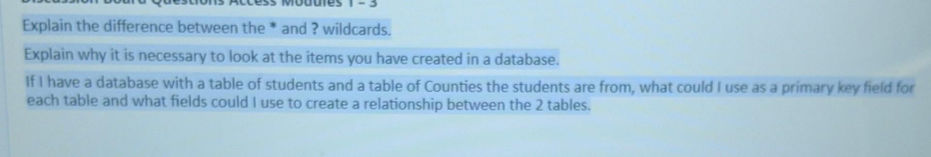 Solved Explain the difference between the * and ? wildcards. | Chegg.com