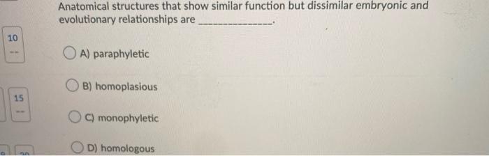 Solved Anatomical structures that show similar function but | Chegg.com