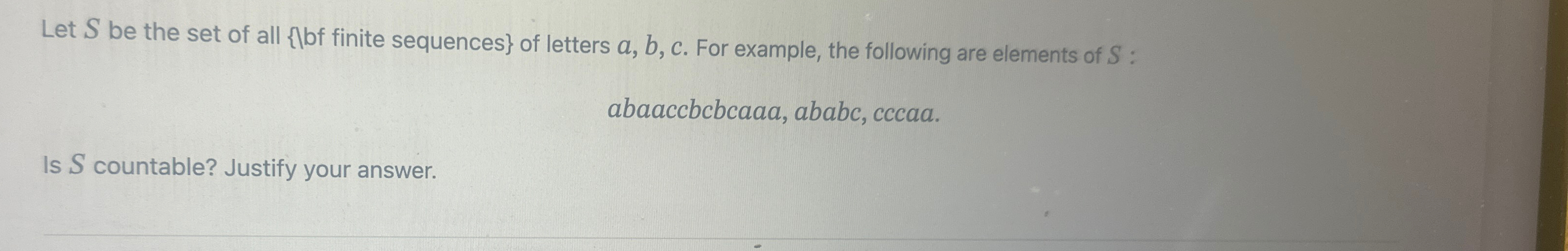 Solved Let S ﻿be the set of all bf finite sequences | Chegg.com