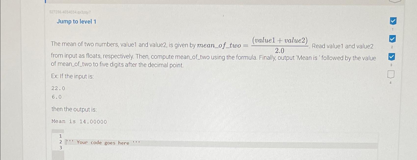 Solved 527256.4034034 ﻿qx380y?Jump to level 1The mean of two | Chegg.com