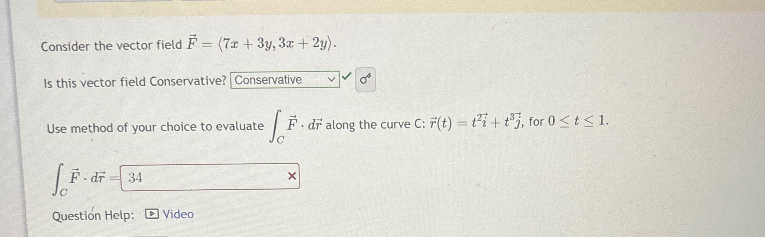 Solved Consider the vector field vec(F)=(:7x+3y,3x+2y:).Is | Chegg.com
