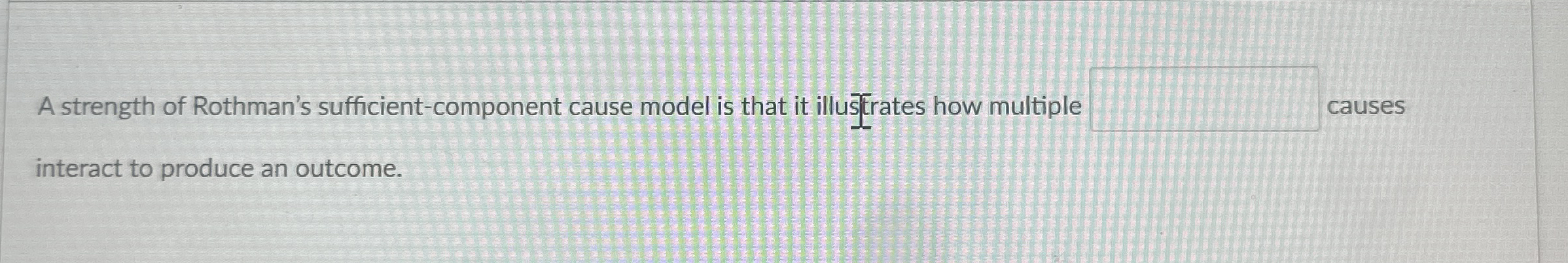 A strength of Rothman's sufficient-component cause | Chegg.com