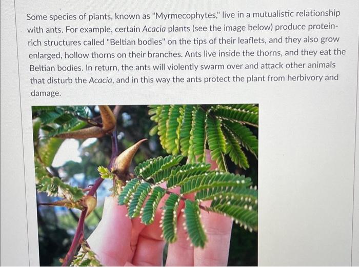 Solved Recall the ant-plant mutualism from the previous | Chegg.com