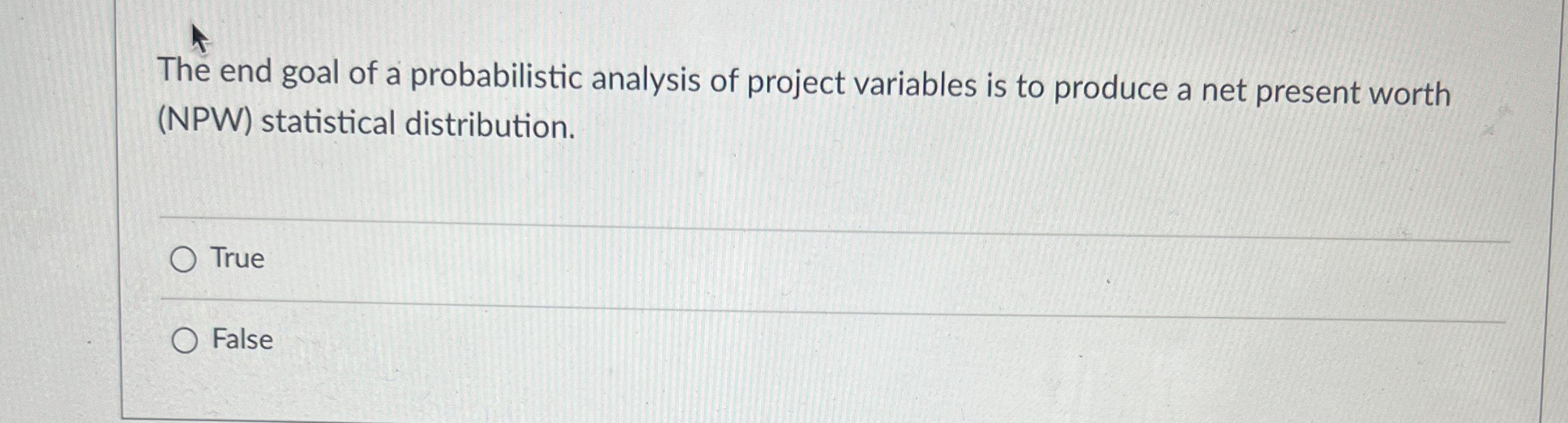 Solved The end goal of a probabilistic analysis of project | Chegg.com