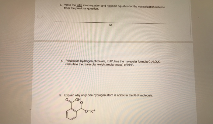 Solved 3. Write the total lonic equation and net ionic | Chegg.com