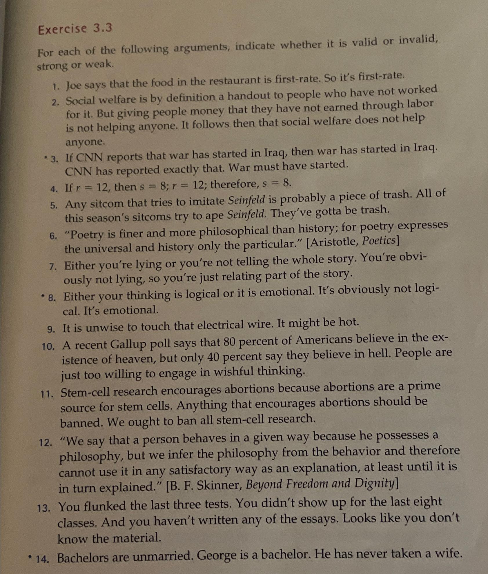 Solved Exercise 3.3For each of the following arguments, | Chegg.com