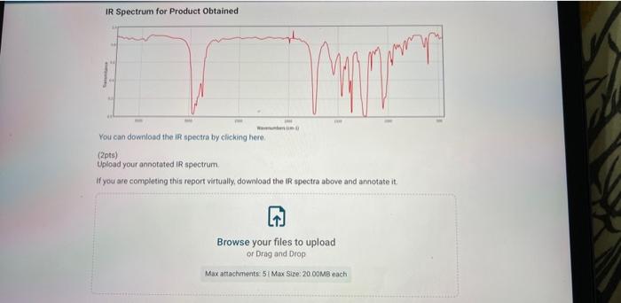 IR Spectrum for Product Obtained You can downlood the | Chegg.com