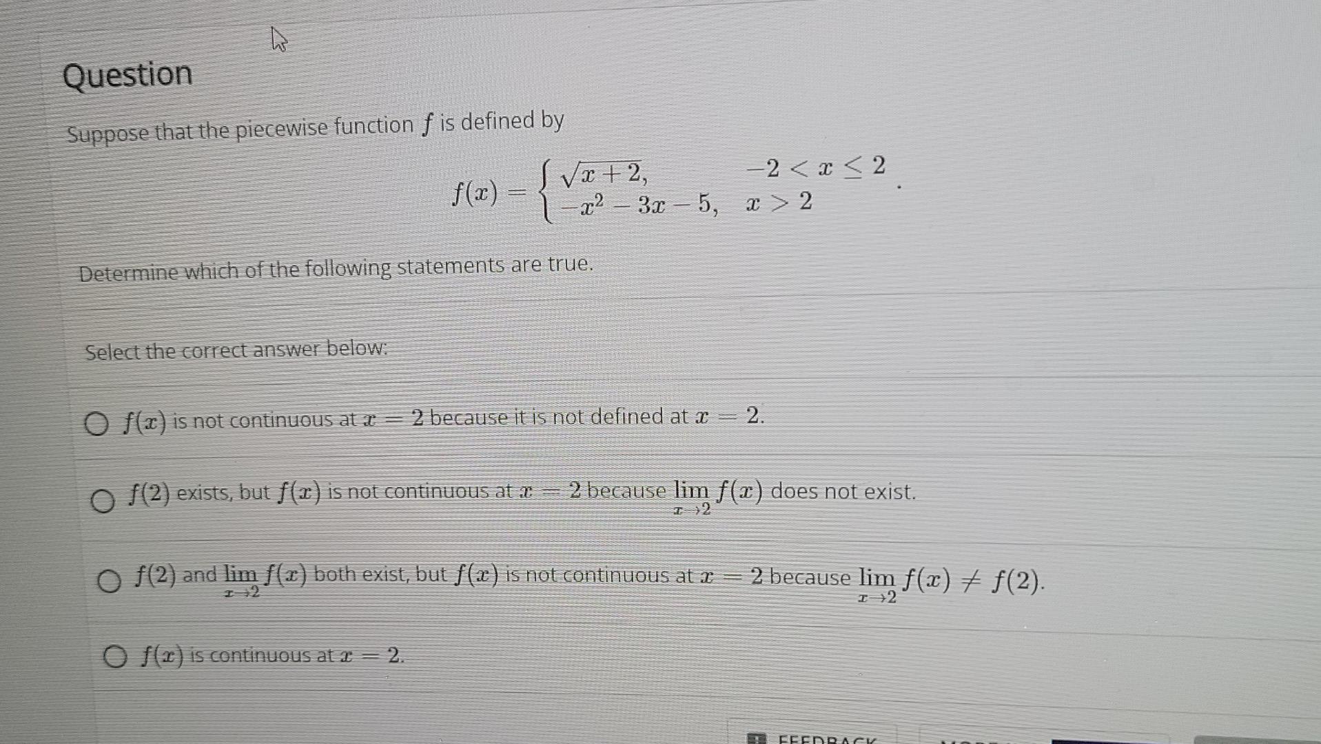 Solved کار Question Suppose that the piecewise function f is | Chegg.com