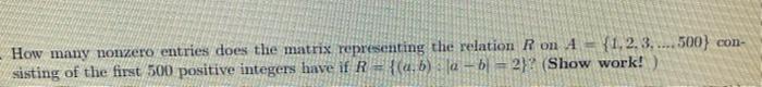Solved How many nonzero entries does the matrix representing | Chegg.com