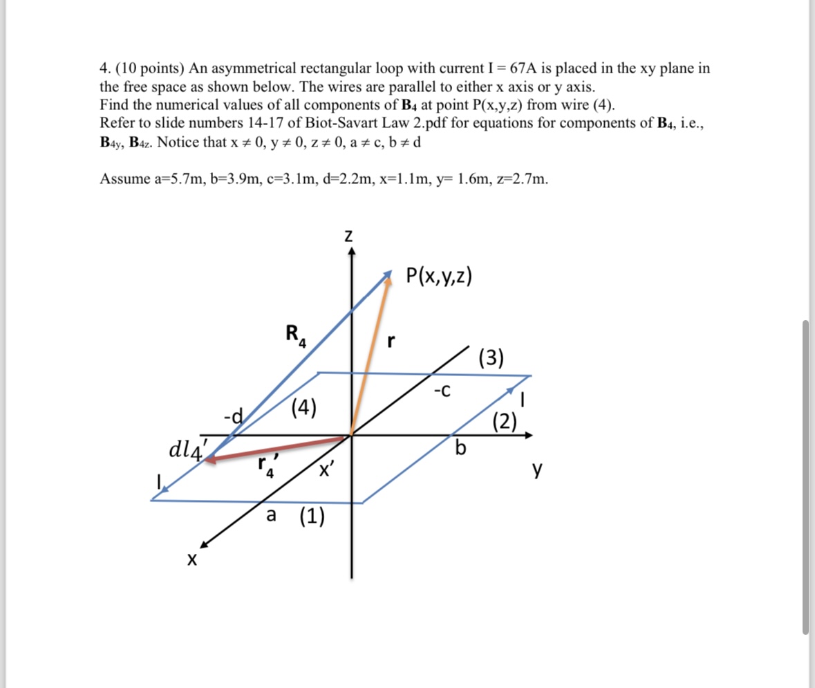 Solved (10 ﻿points) ﻿An asymmetrical rectangular loop with | Chegg.com