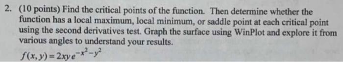 2. ( 10 points) Find the critical points of the | Chegg.com