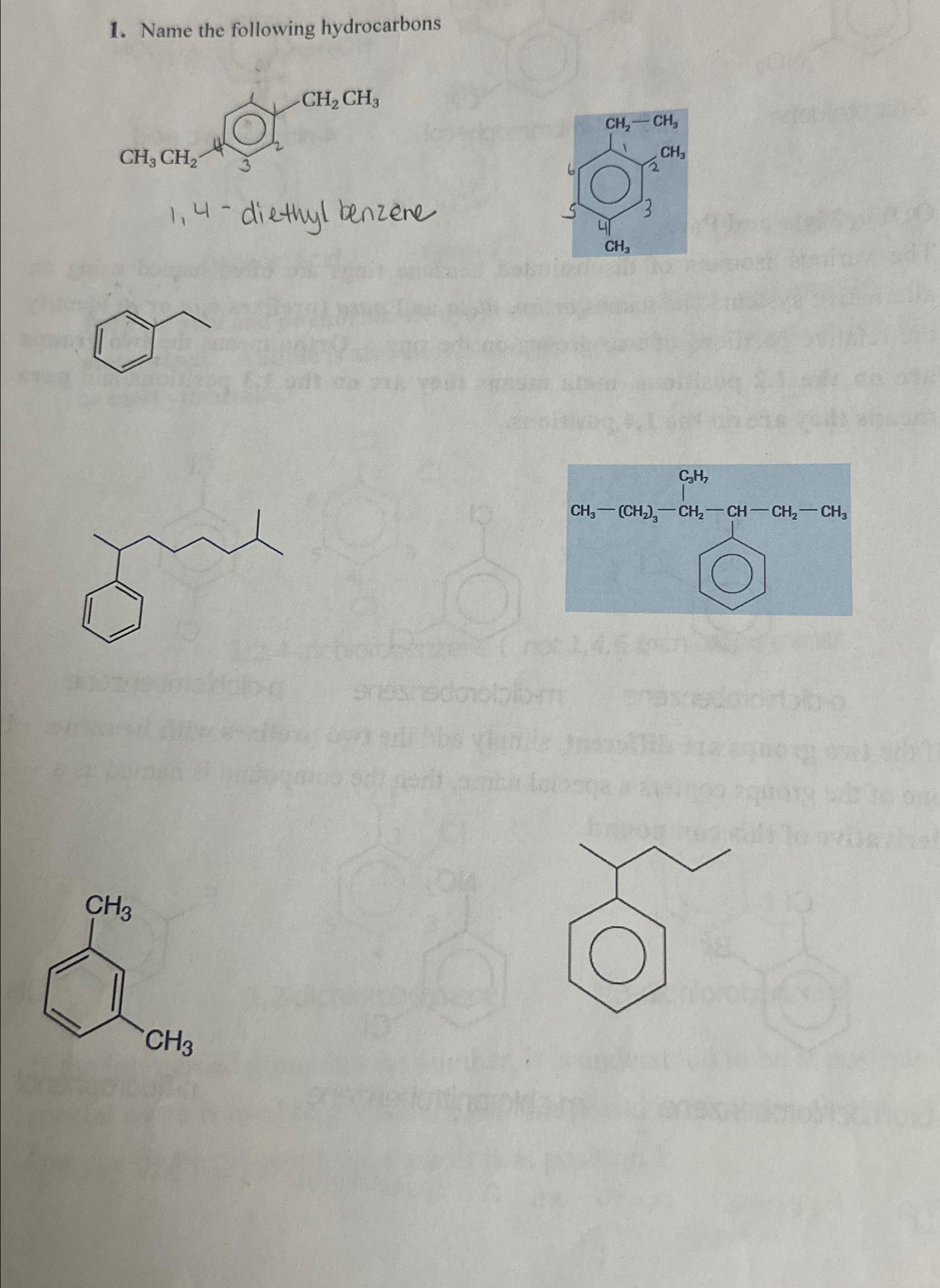 Solved Name the following hydrocarbons | Chegg.com