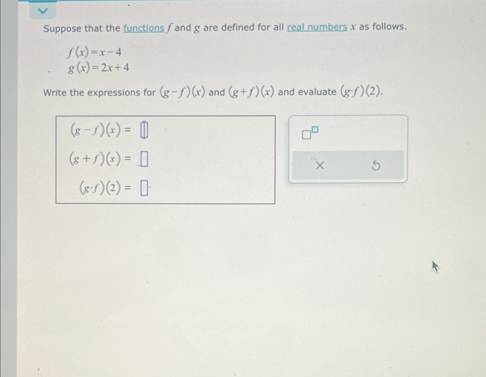 Solved Suppose that the functions f ﻿and g ﻿are defined for | Chegg.com