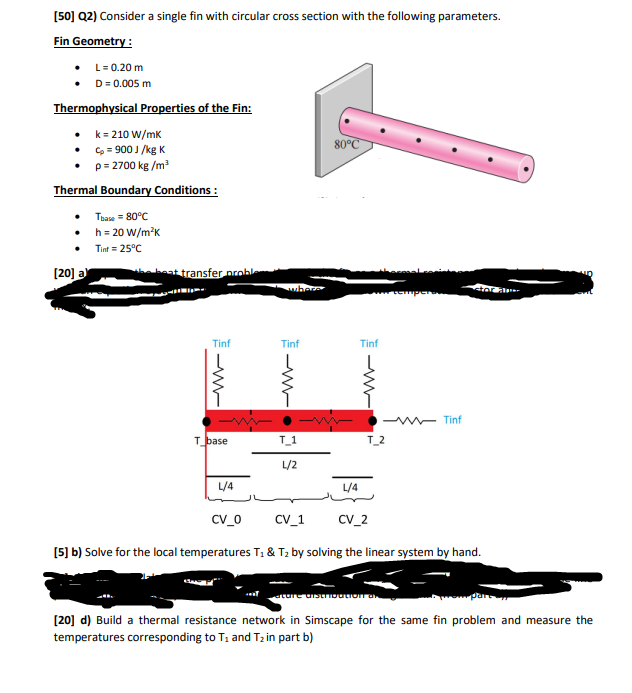 Solved [50] ﻿Q2) ﻿Consider a single fin with circular cross | Chegg.com