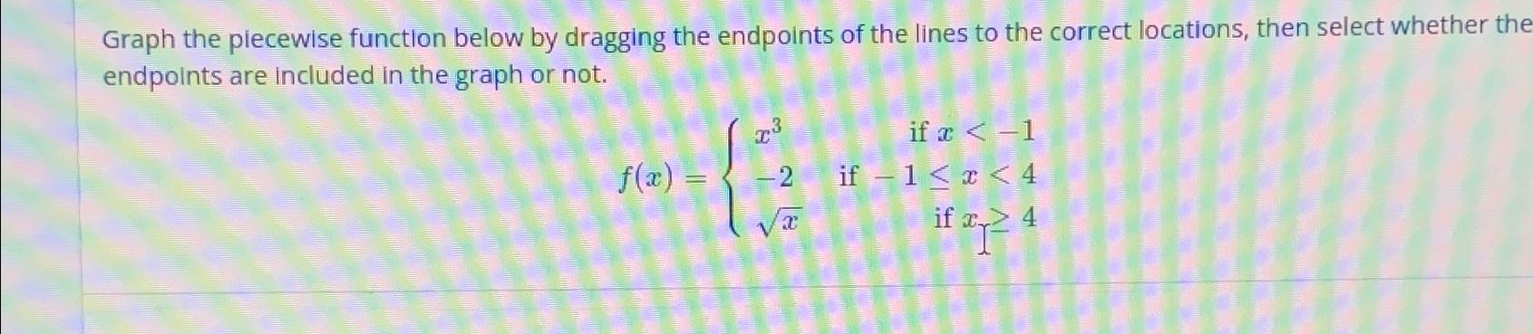 Solved Graph the piecewise function below by dragging the | Chegg.com