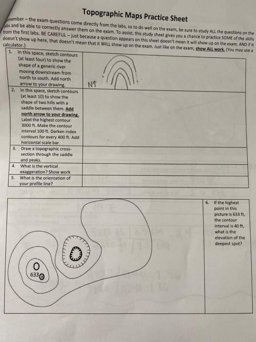 Solved Topographic Maps Lab Exercises decreviout and recil | Chegg.com