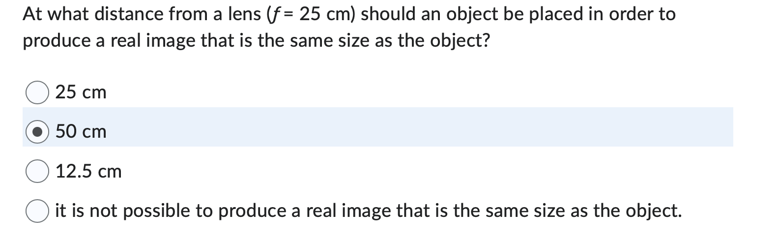 Solved At what distance from a lens (f=25cm) ﻿should an | Chegg.com