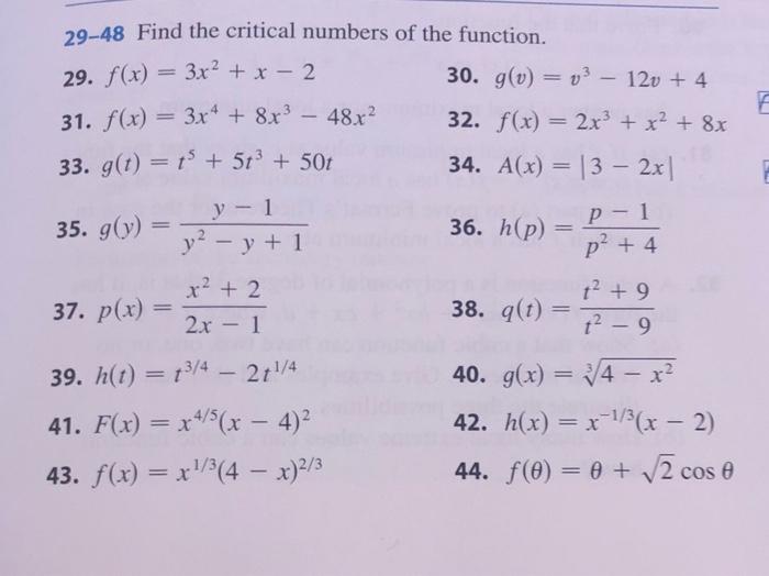 Solved 29-48 Find the critical numbers of the function. 29. | Chegg.com