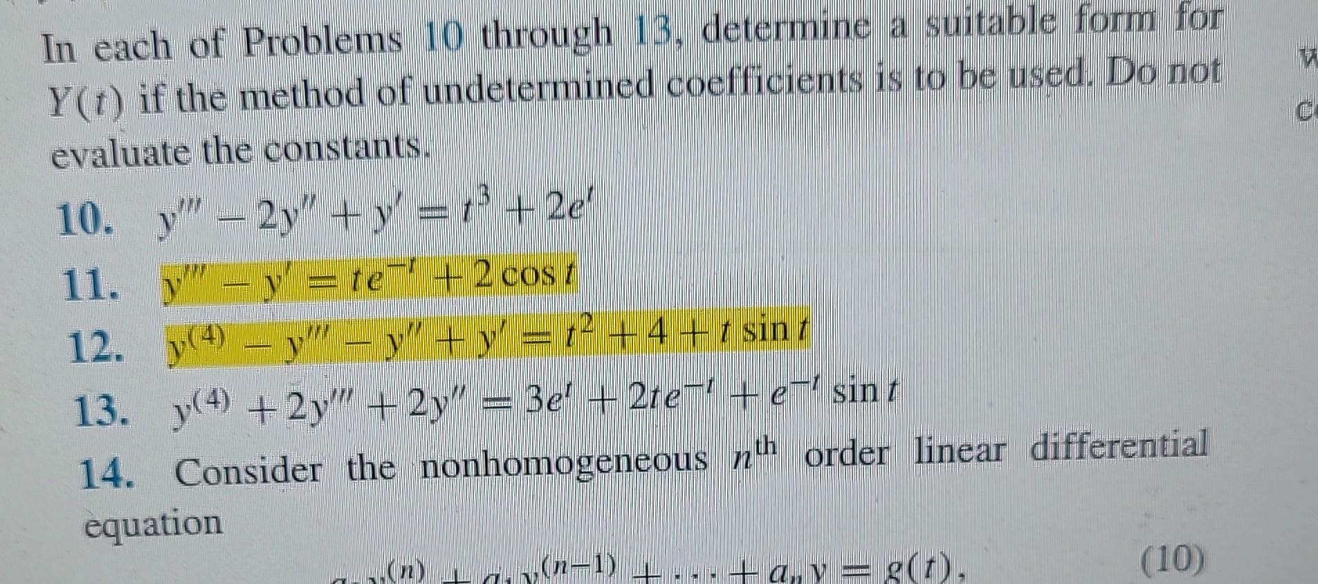 Solved In each of Problems 10 through 13, determine a | Chegg.com