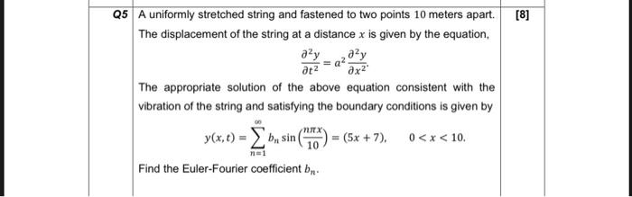 Solved [8] Q5 A uniformly stretched string and fastened to | Chegg.com