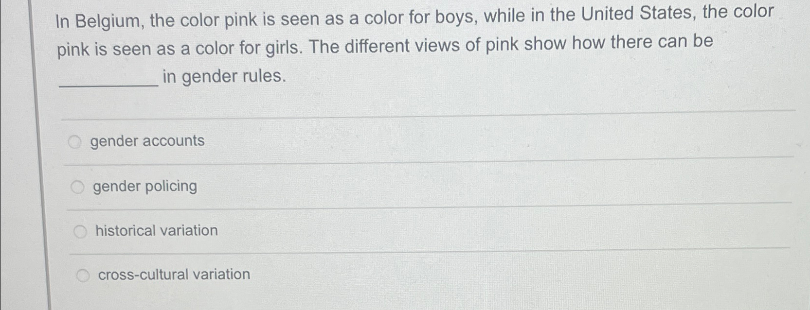Solved In Belgium, the color pink is seen as a color for | Chegg.com