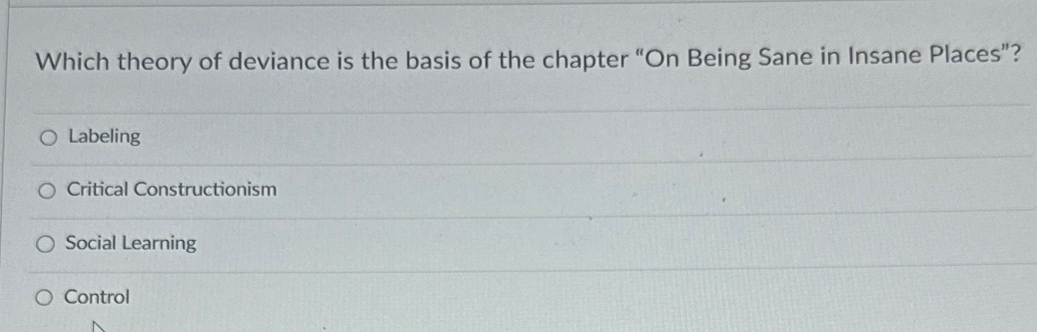 Solved Which theory of deviance is the basis of the chapter | Chegg.com