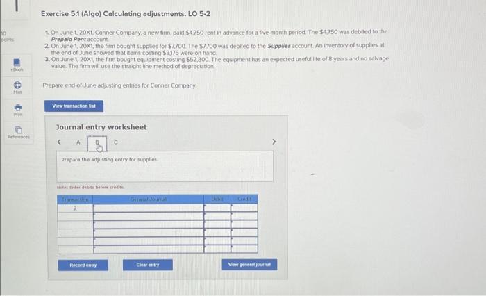 Solved Exercise 5.1 (Algo) Calculating adjustments. LO 5-2 | Chegg.com