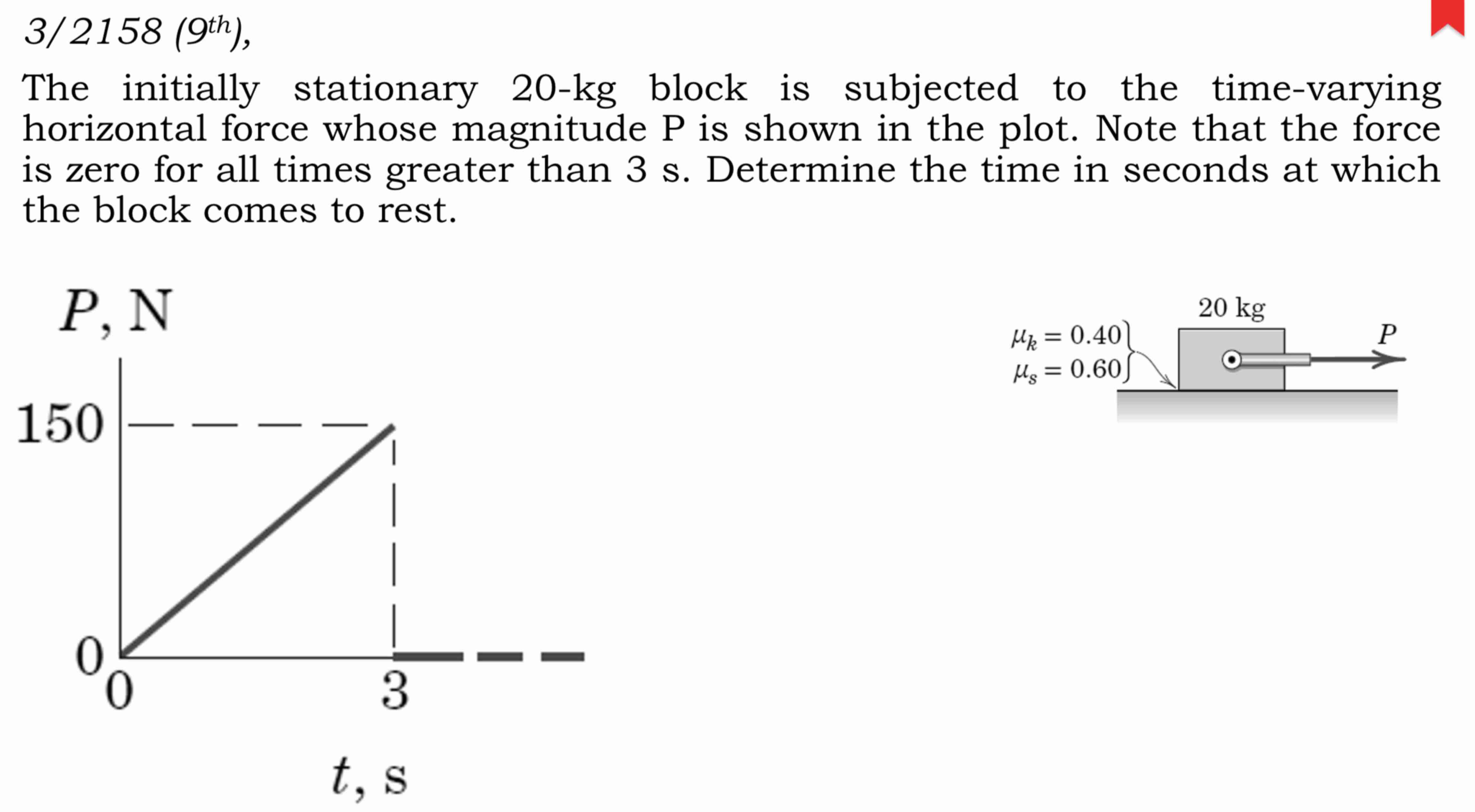 Solved (3)/(2158)(9^(th)), ﻿The initially stationary 20-kg | Chegg.com