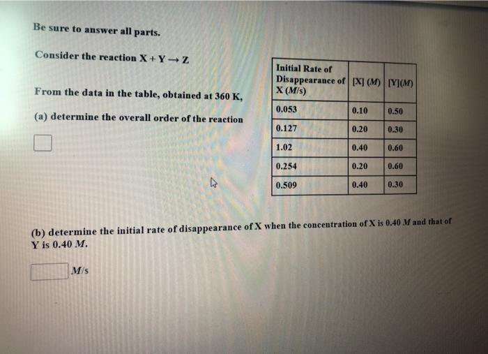 Solved Be sure to answer all parts. Consider the reaction | Chegg.com