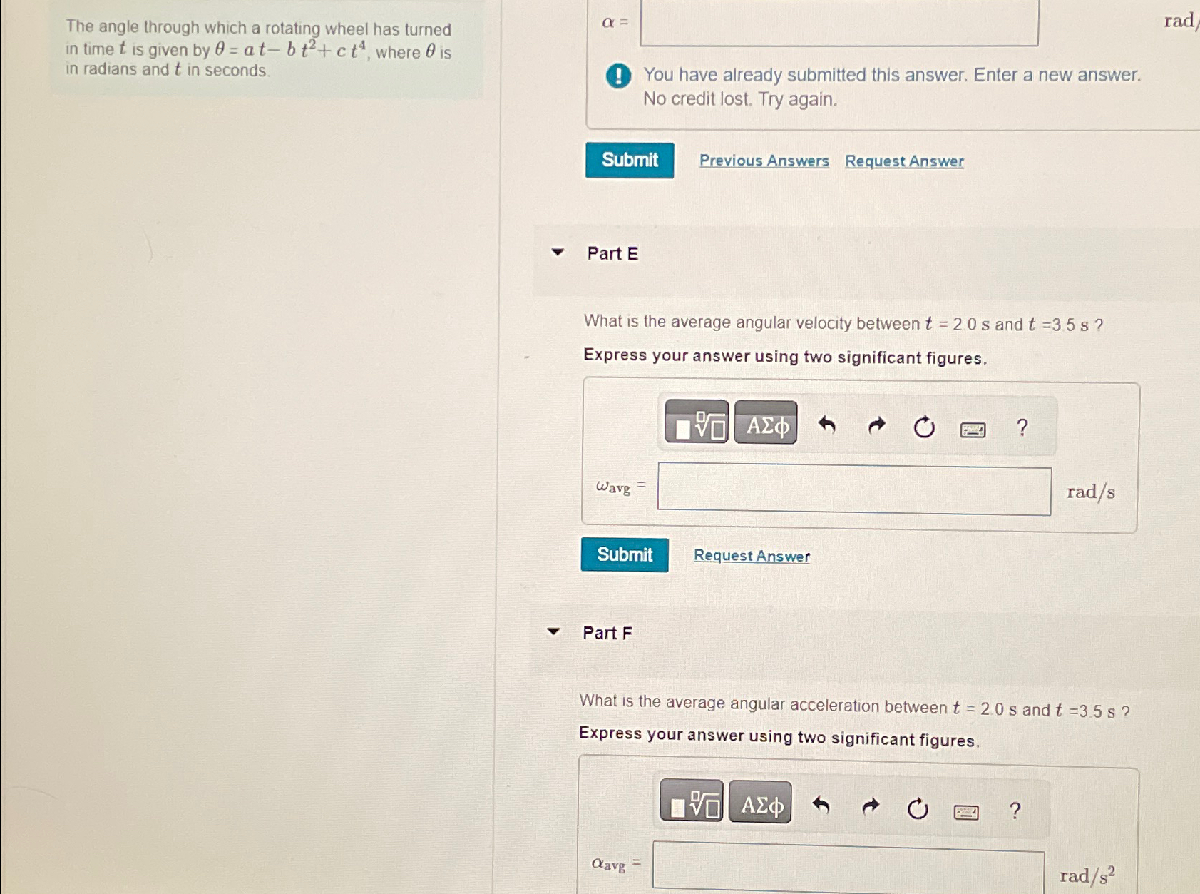 Solved The angle through which a rotating wheel has turned | Chegg.com