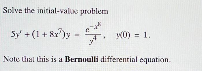 Solved solve using change of variables to convert to Linear | Chegg.com