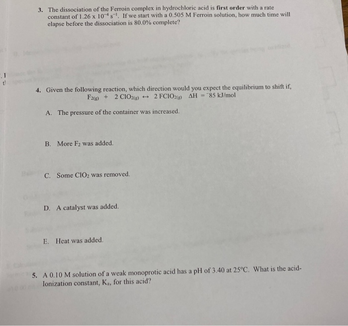 Solved 3. The dissociation of the Ferroin complex in | Chegg.com