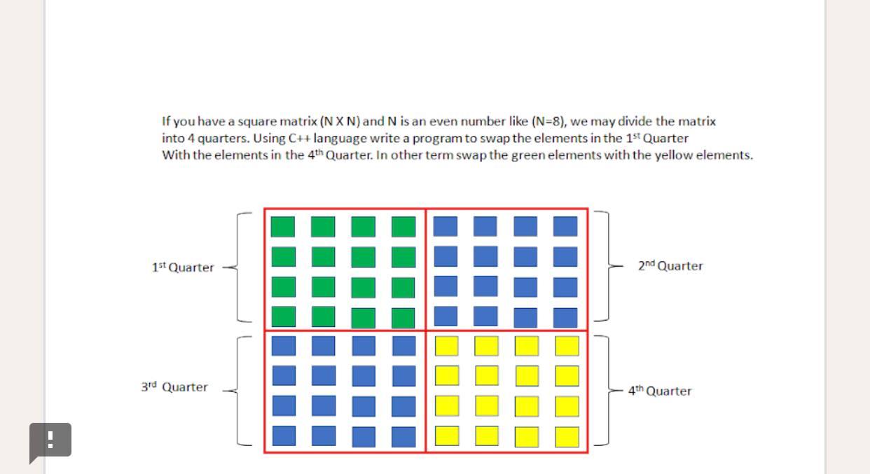 Solved If you have a square matrix (NXN) and N is an even | Chegg.com