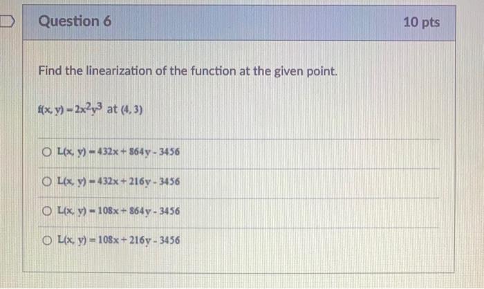 Solved Find the linearization of the function at the given | Chegg.com
