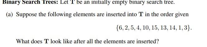 Solved Binary Search Trees: Let T be an initially empty | Chegg.com