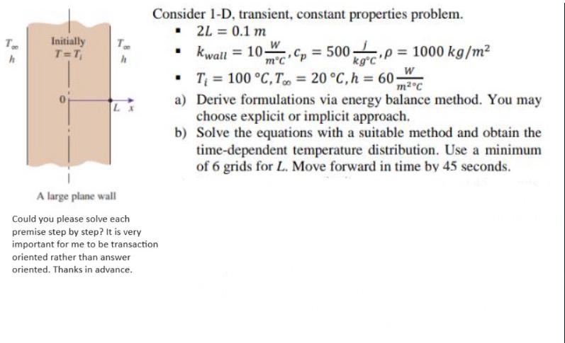 Solved Consider 1-D, ﻿transient, constant properties | Chegg.com