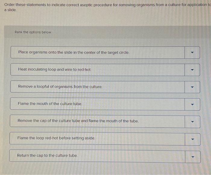 Solved Order these statements to indicate correct aseptic | Chegg.com