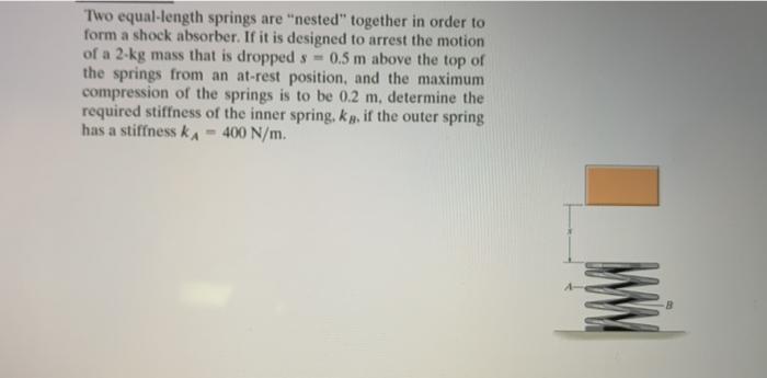 Solved Two equal-length springs are "nested" together in | Chegg.com