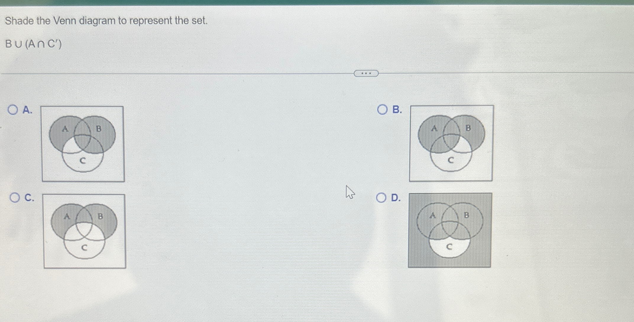 Solved Shade the Venn diagram to represent the | Chegg.com