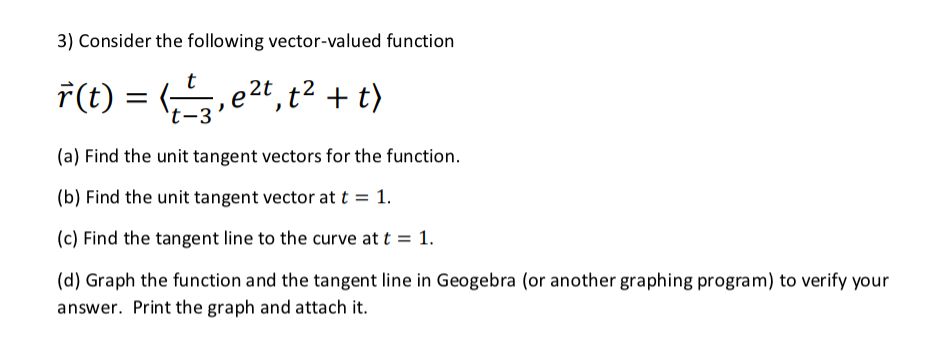 Solved Consider The Following Vector Valued