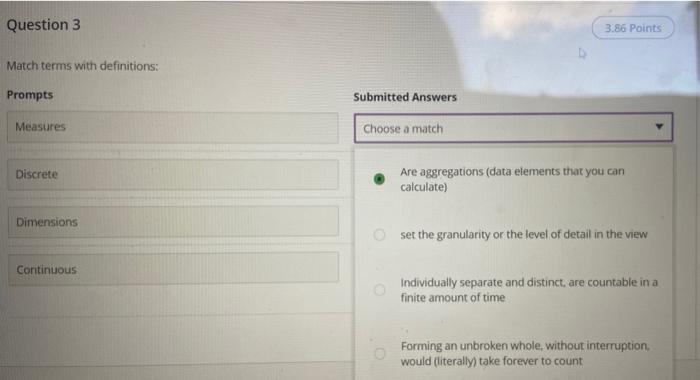 Solved A continuous axis on a visual represents continuous | Chegg.com