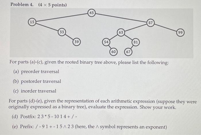 Solved Problem 4. (4×5 points ) For parts (a)-(c), given the | Chegg.com