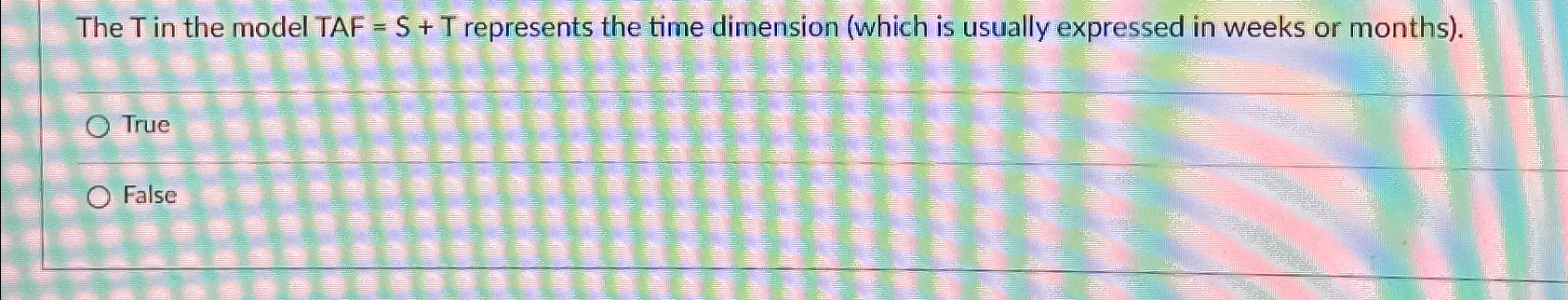 Solved The T in the model TAF = ﻿S + ﻿T represents the time | Chegg.com
