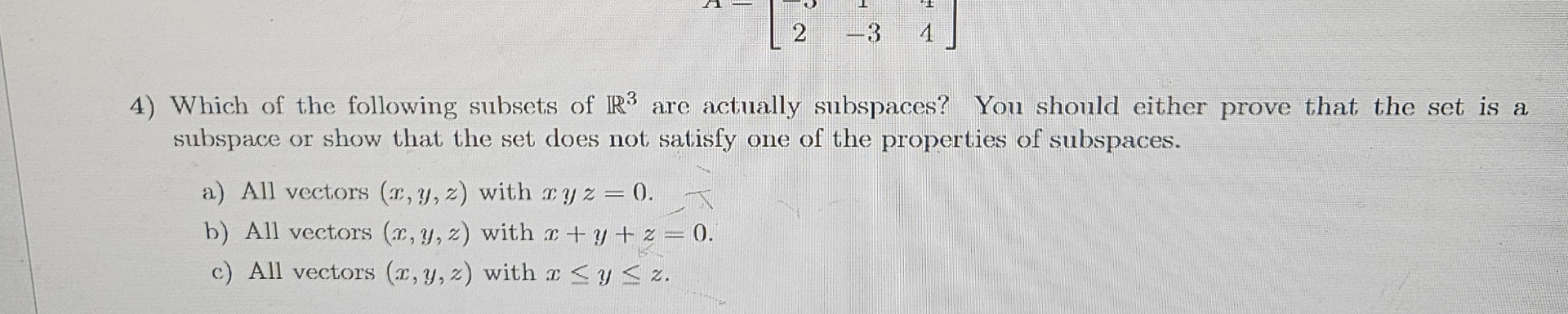 Solved Which of the following subsets of R3 ﻿are actually | Chegg.com