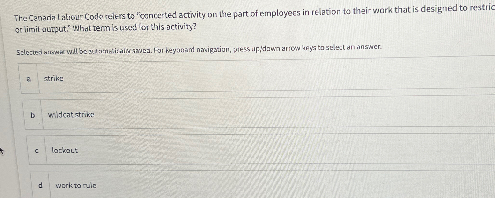 Solved The Canada Labour Code refers to "concerted activity | Chegg.com