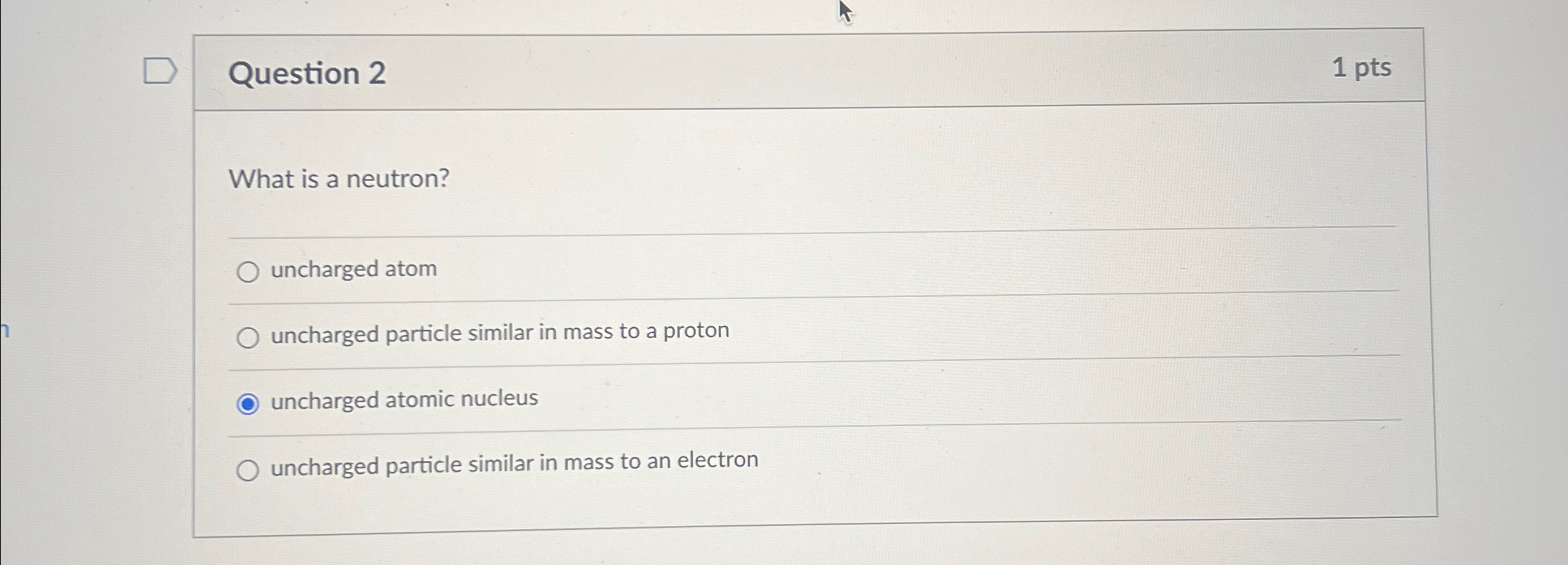 Solved Question 21 ﻿ptsWhat is a neutron?q,uncharged | Chegg.com