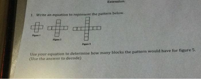 Solved Extension: 1. Write an equation to represent the | Chegg.com