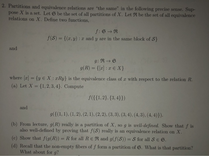 Solved 2. Partitions and equivalence relations are "the | Chegg.com