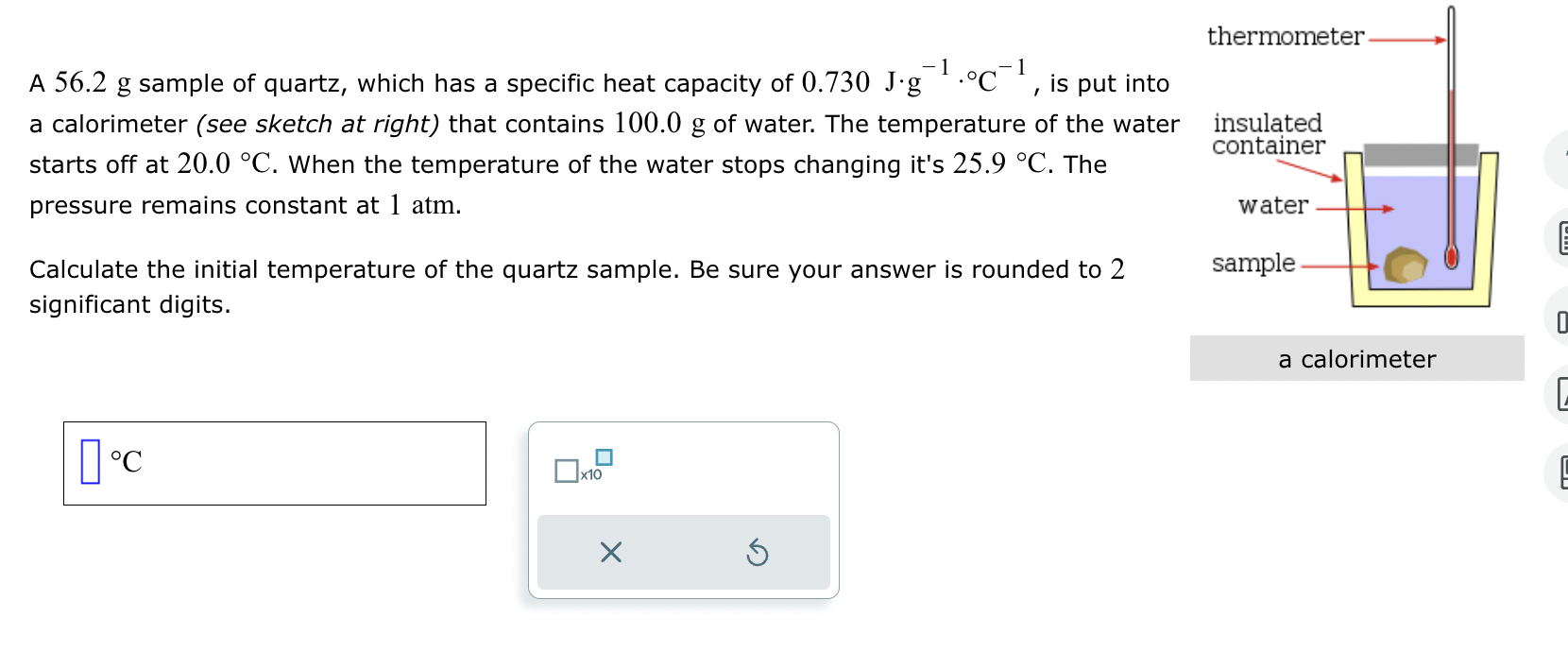 Solved A 56.2g ﻿sample of quartz, which has a specific heat | Chegg.com